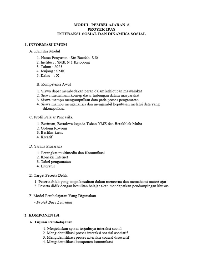 MODUL 6 Interaksi Sosial Dan Dinamika Sosial | PDF | Karier & Perkembangan