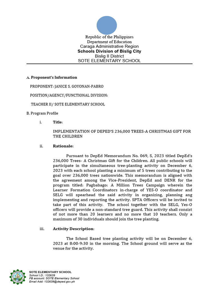 Tree-Planting Activity Design | PDF