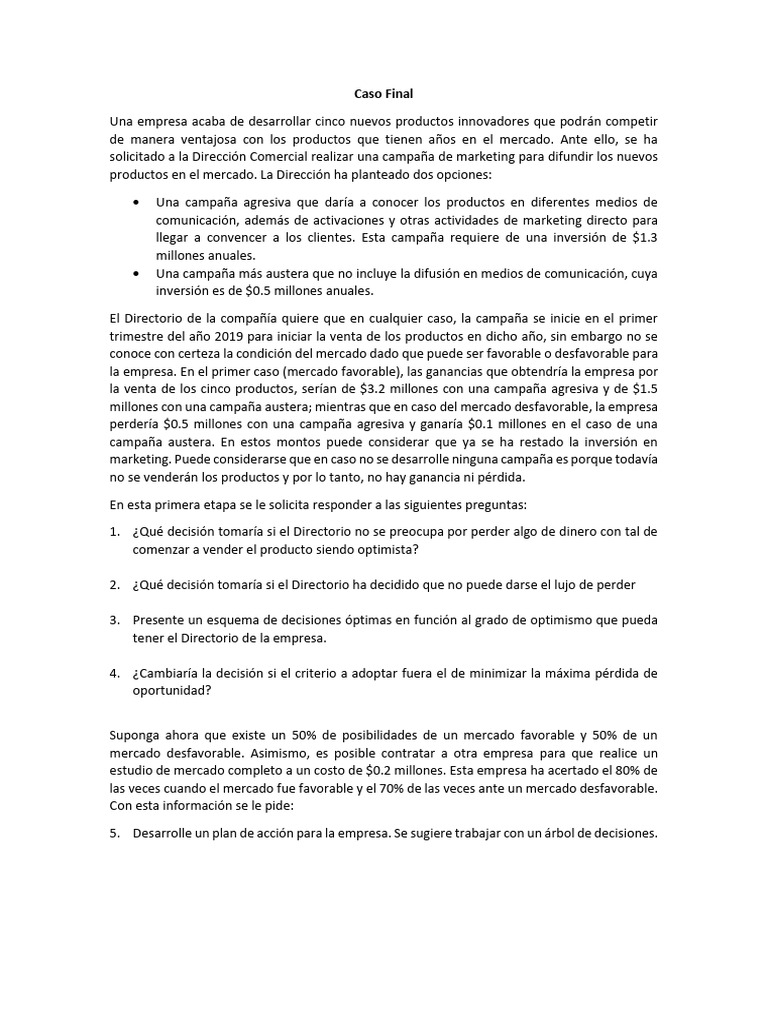 Caso Final | PDF | Mercado (economía) | Business