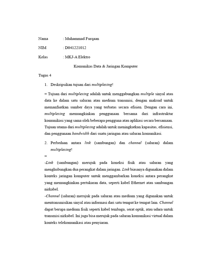 Multiplexing dan Teknik Jaringan | PDF