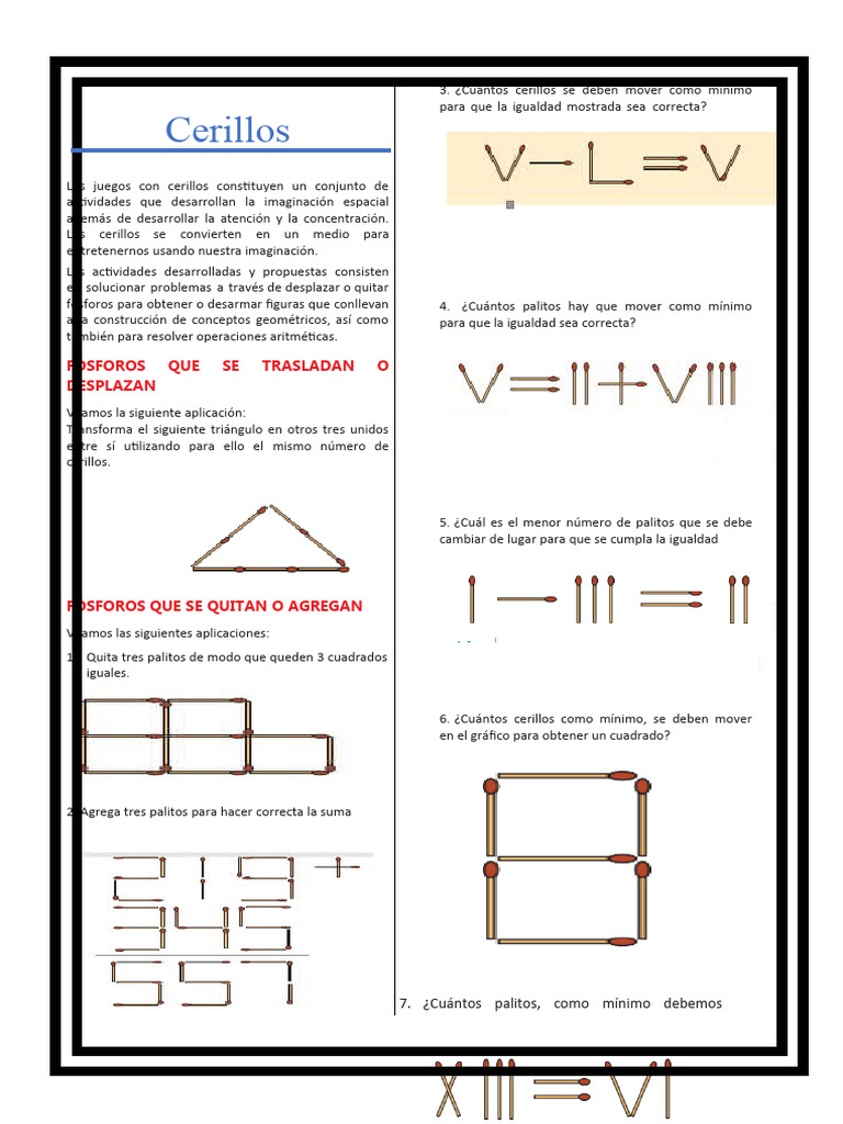 Juegos de cerillos: problemas y soluciones | PDF | Matemáticas