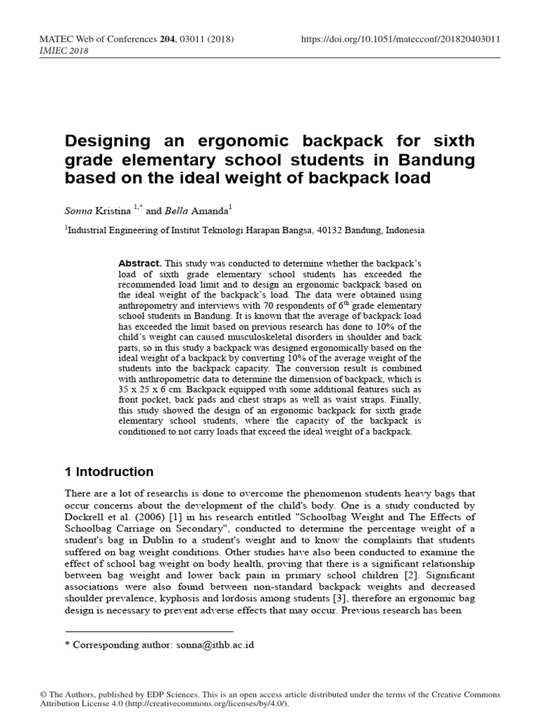 Ergonomic Backpack Design for Students | PDF | Backpack | Length