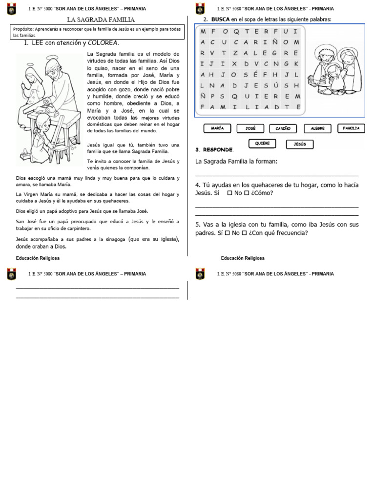 Ficha Sagrada Familia | PDF | San José | María, madre de Jesús