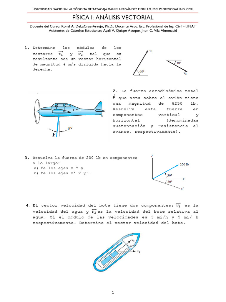 ANÁLISIS VECTORIAL_PROBLEMAS_FÍSICA I_U2 | PDF | Vector Euclidiano | Movimiento (física)