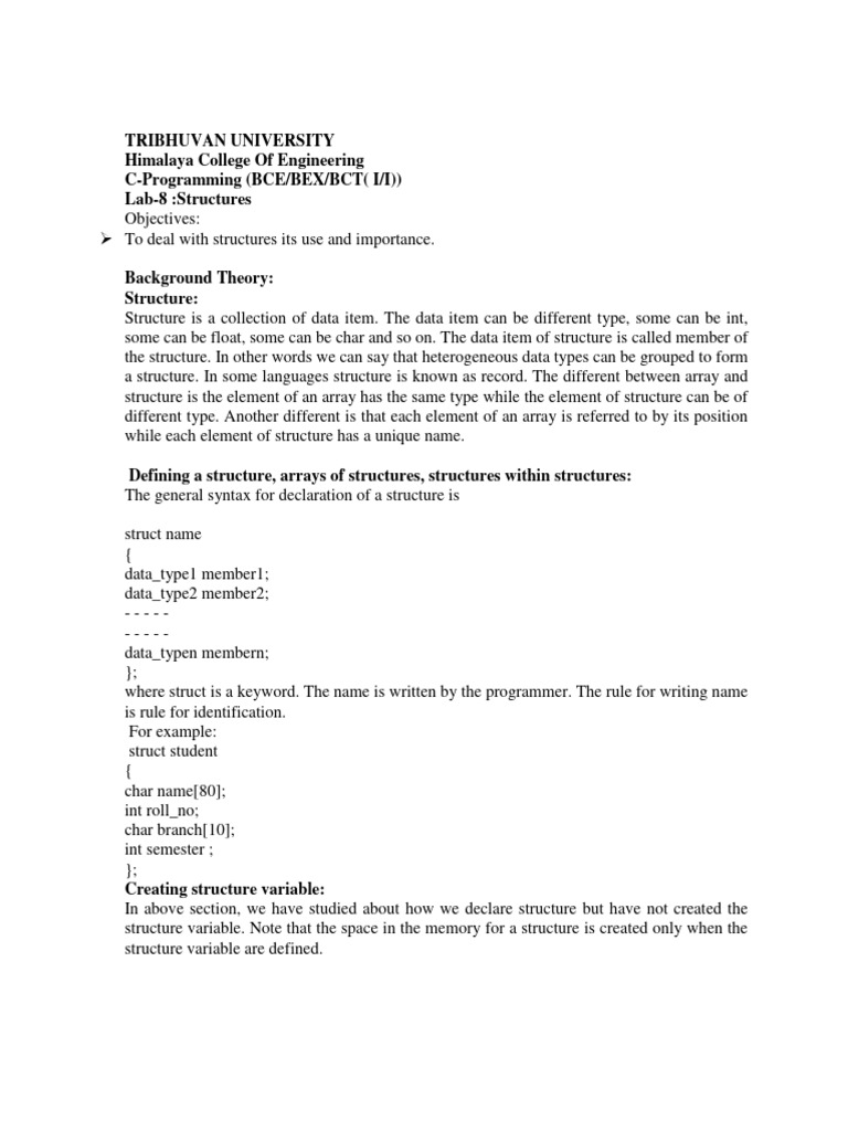 Lab 8 Structure | PDF | C (Programming Language) | Software Development
