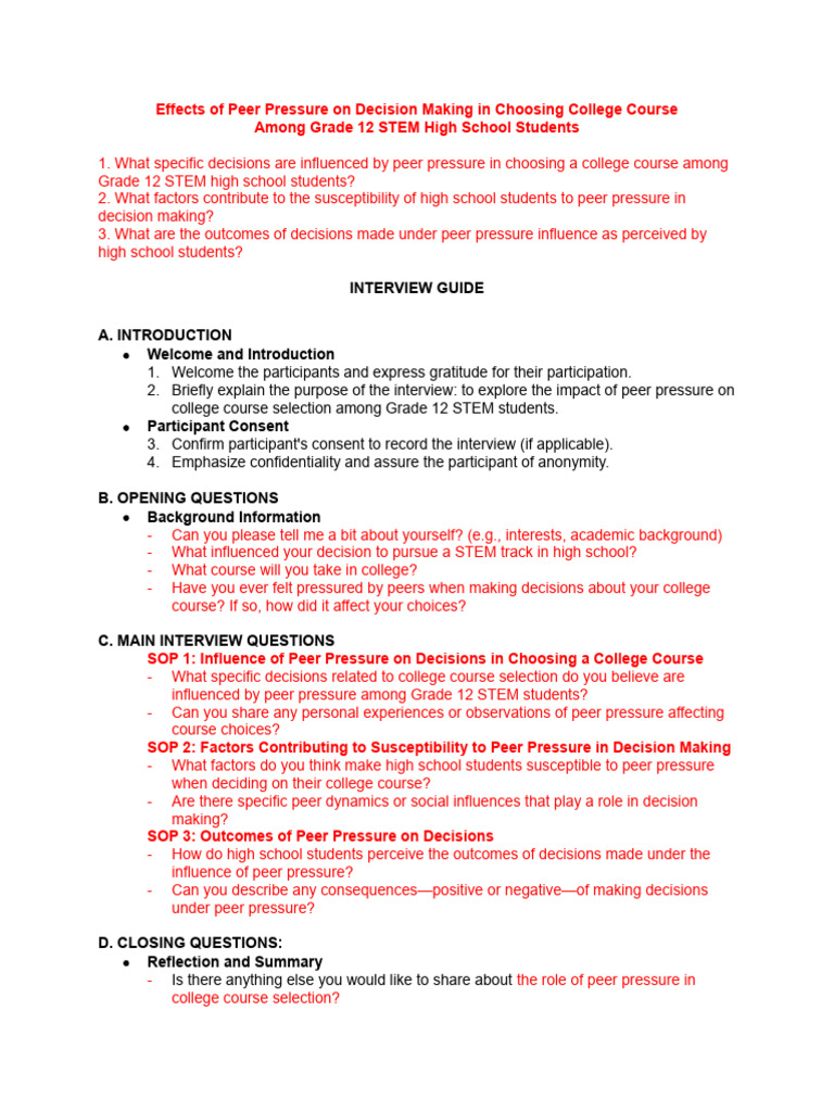 Interview Guide Format | PDF | Decision Making | Cognition