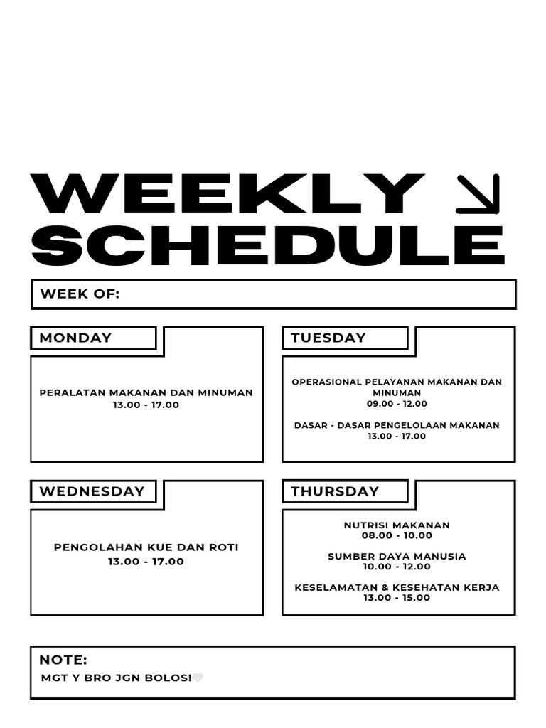 White Simple Modern Weekly Schedule Planner | PDF