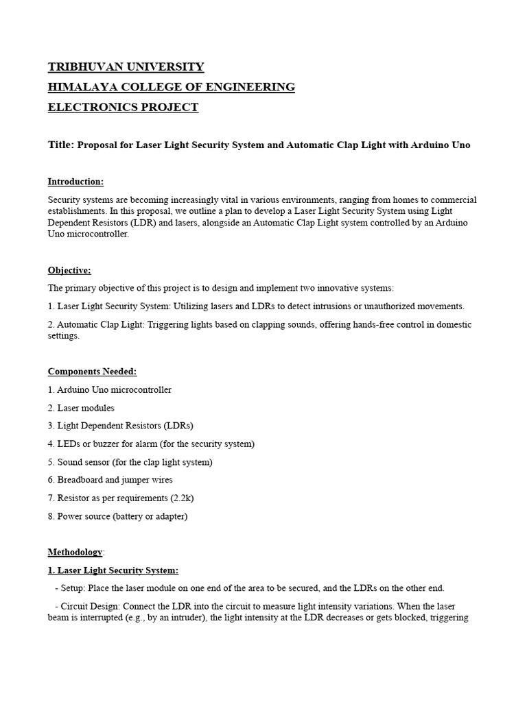 Fee Project I-I | PDF | Security Alarm | Arduino