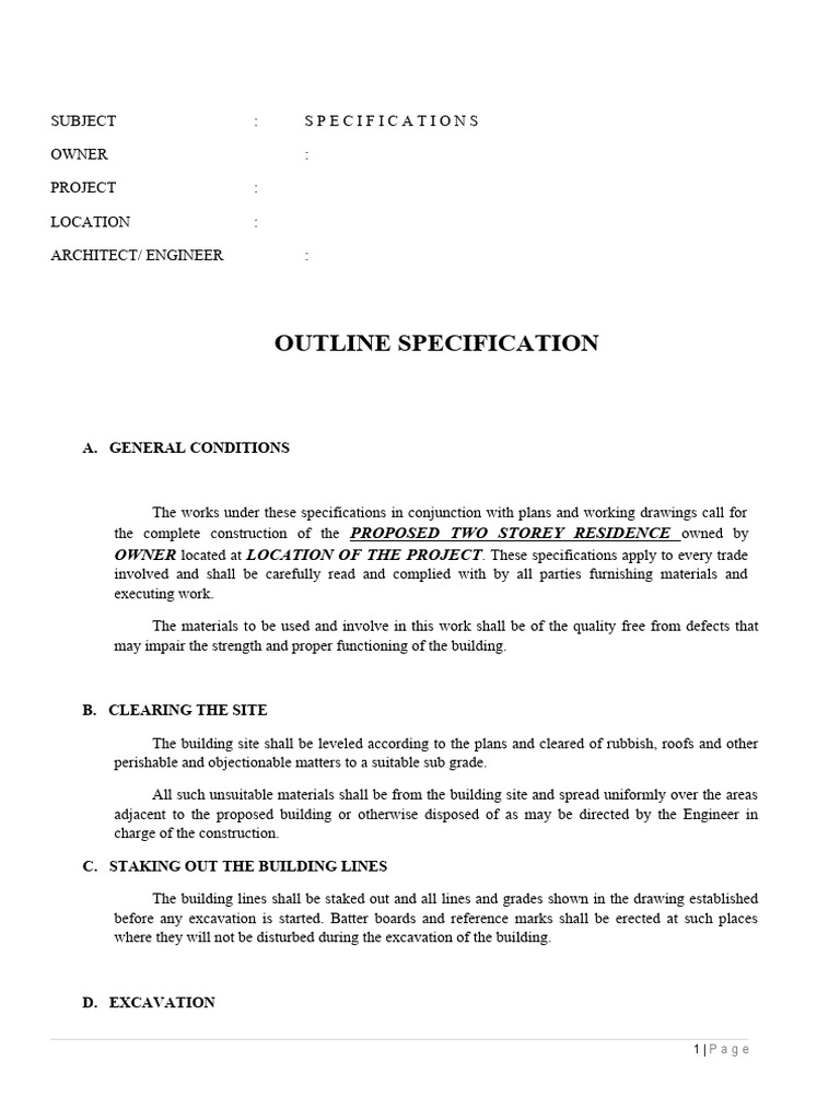 Construction Specifications Sample Template | PDF | Concrete | Plumbing