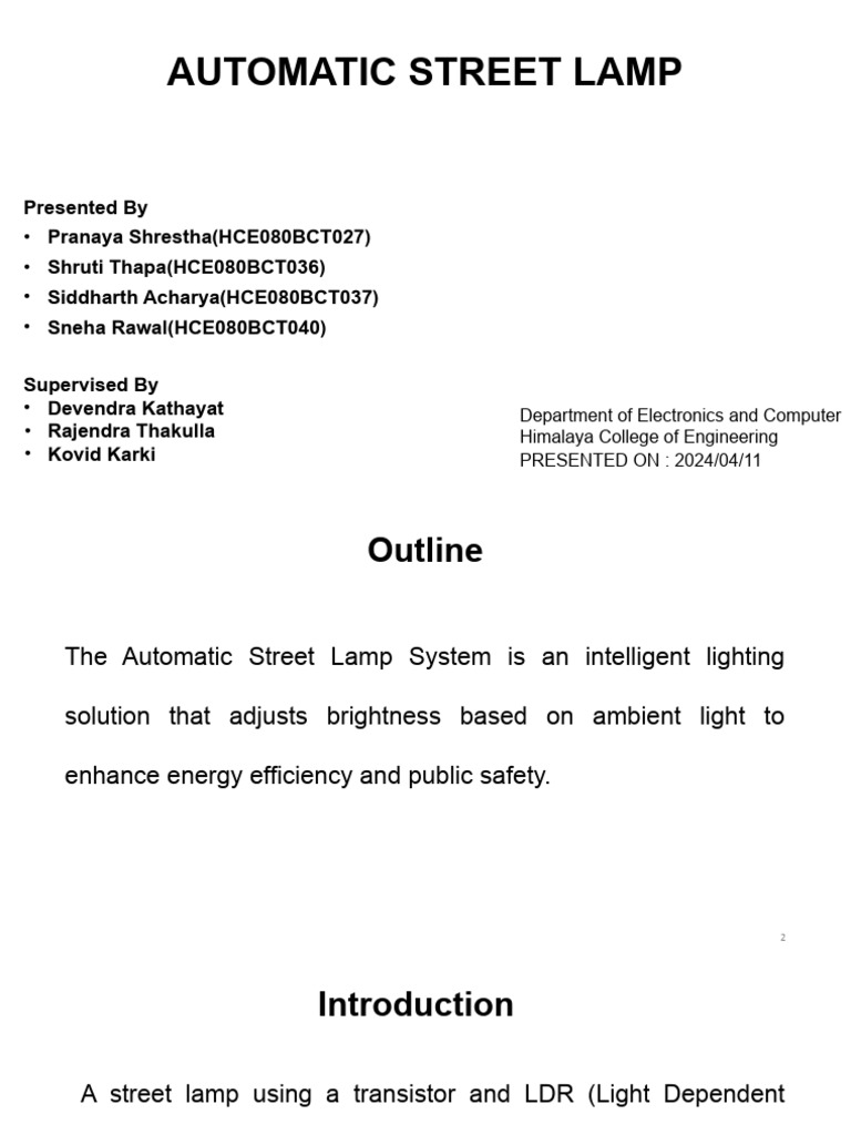 Intelligent Automatic Street Lighting | PDF | Efficient Energy Use | Relay
