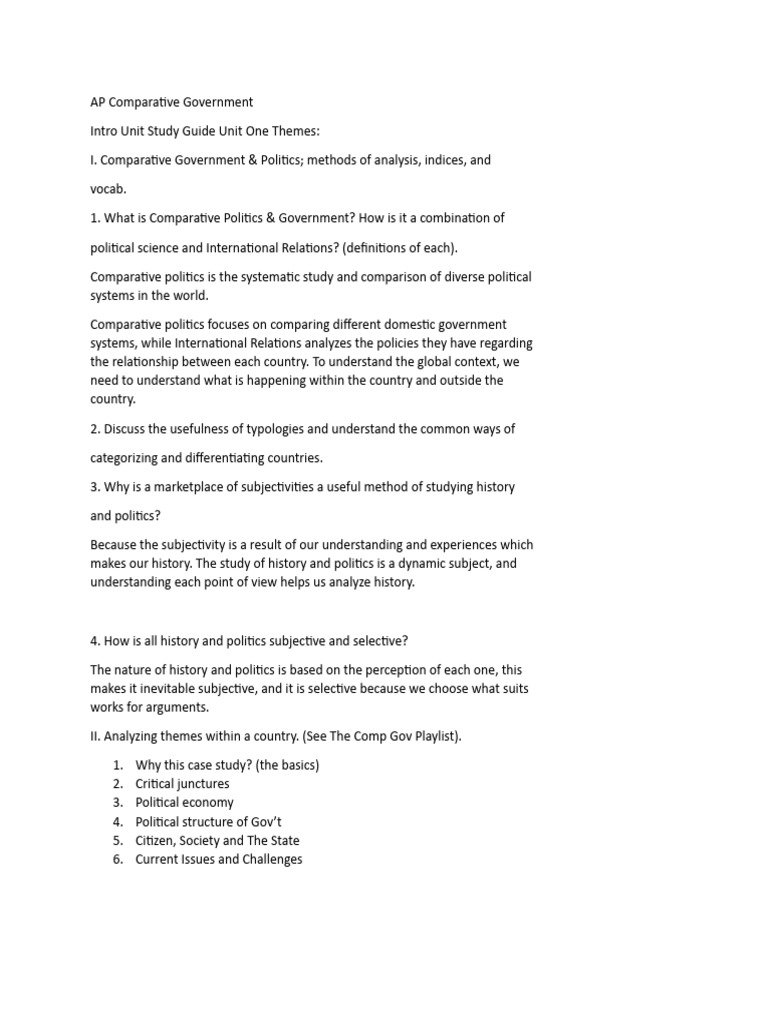 AP Comparative Government | PDF | Political Science | Liberal Arts ...