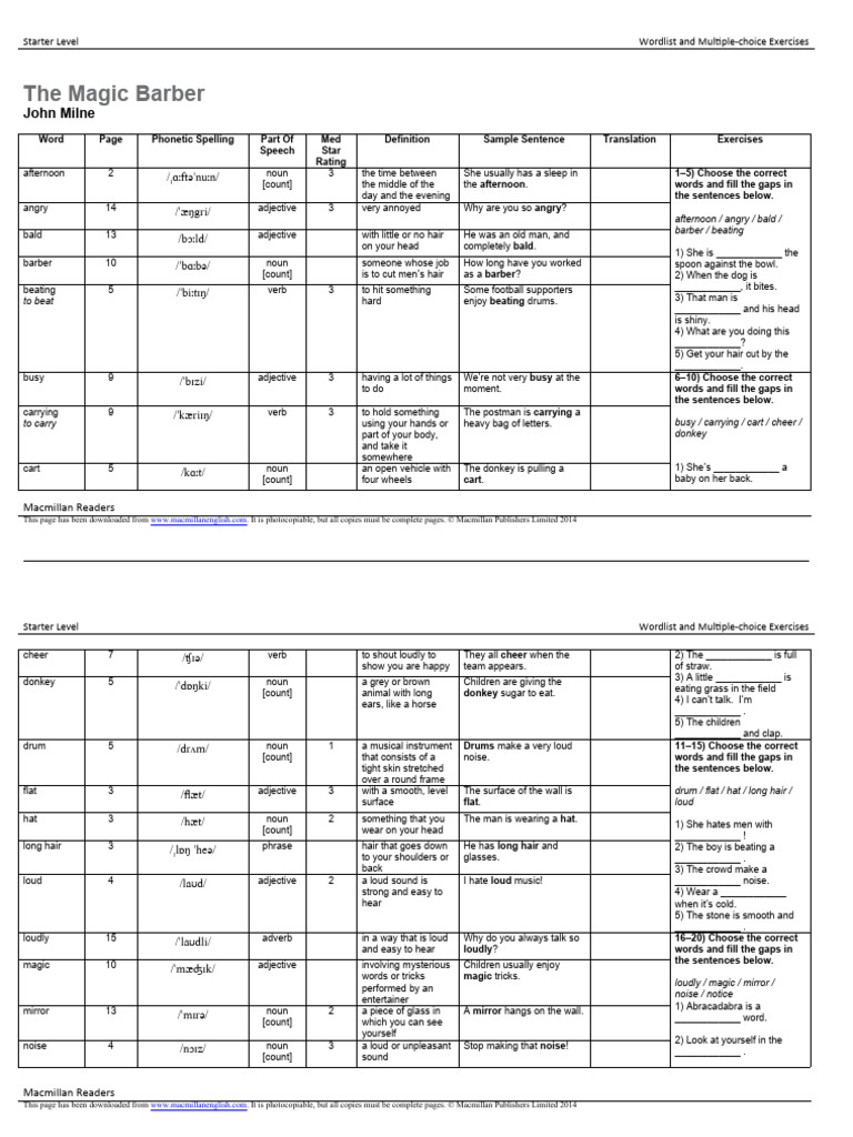 The Magic Barber | PDF | Adjective | Noun