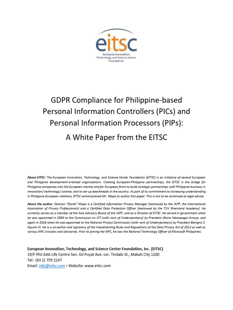 GDPR Compliance For Philippine Based PICs and PIPs | PDF | Information Governance
