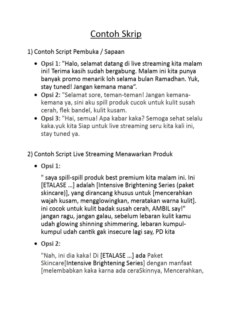 Contoh Skrip | PDF | Pengembangan Diri