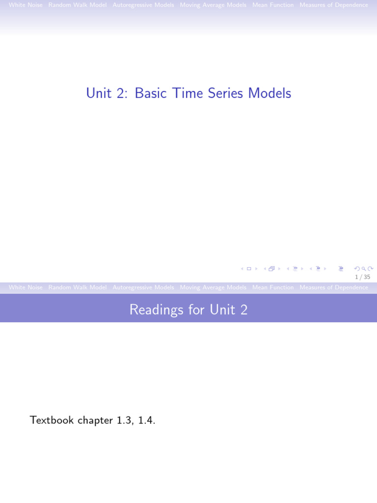 Lecture Time Series 1 Pdf Autoregressive Model Variance