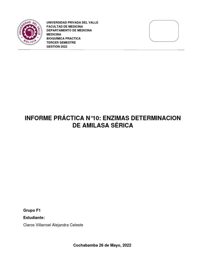 Informe de La Práctica N°10 | Descargar gratis PDF | Digestión