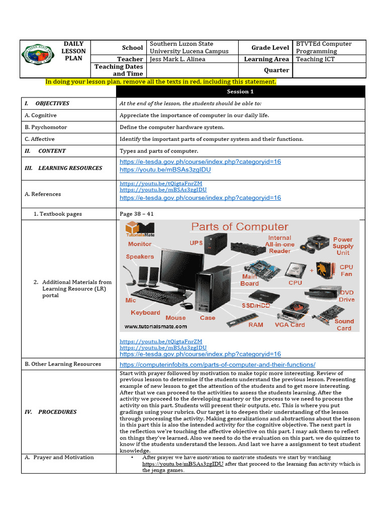 Aalesson PLN Sir Jess | PDF | Knowledge | Input/Output