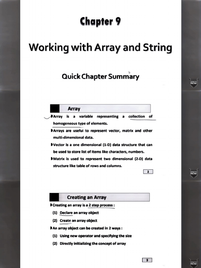 Ch9 Array Pdf String Computer Science Matrix Mathematics