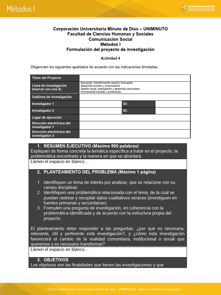 Formato para Proyectos | Descargar gratis PDF | Ciencias Sociales ...