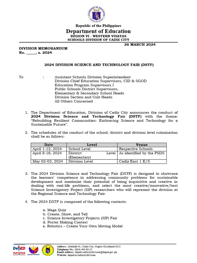 2024 DSTF Memo | PDF | Science | Abstract (Summary)