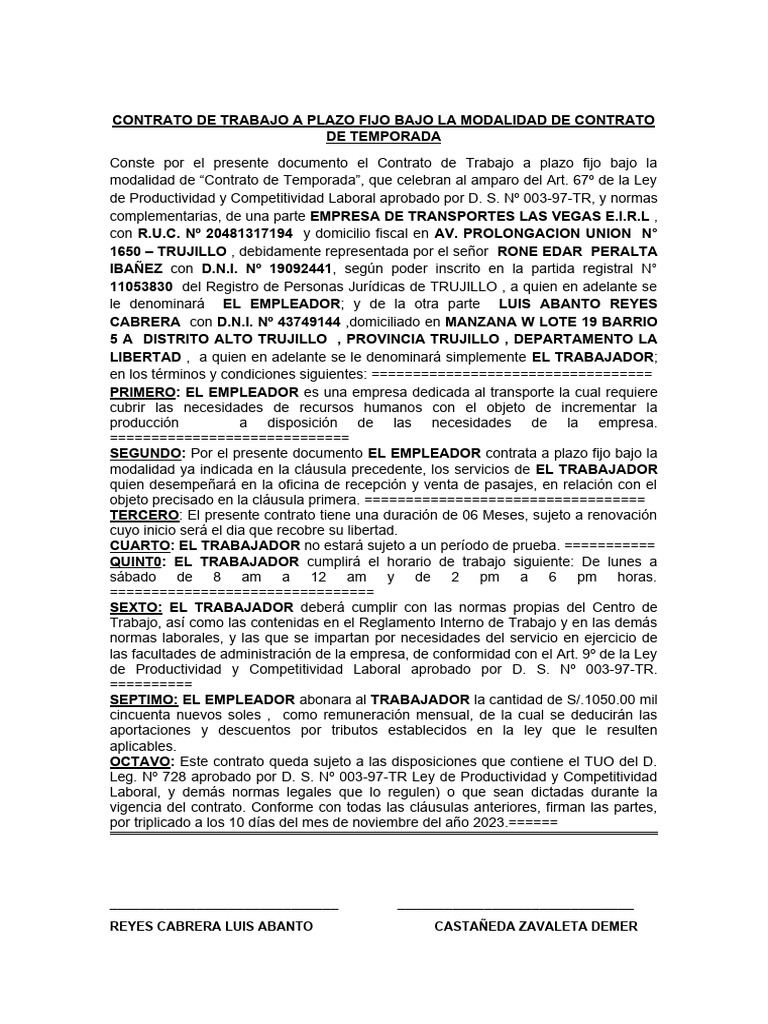 Contrato de Trabajo 2mary | Descargar gratis PDF | Derecho laboral | Business