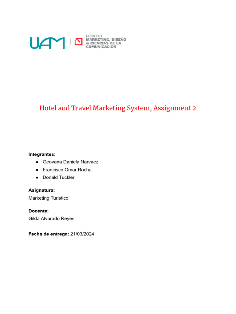 Hotel and Travel Marketing System, Assignment 2 | PDF | Marketing ...