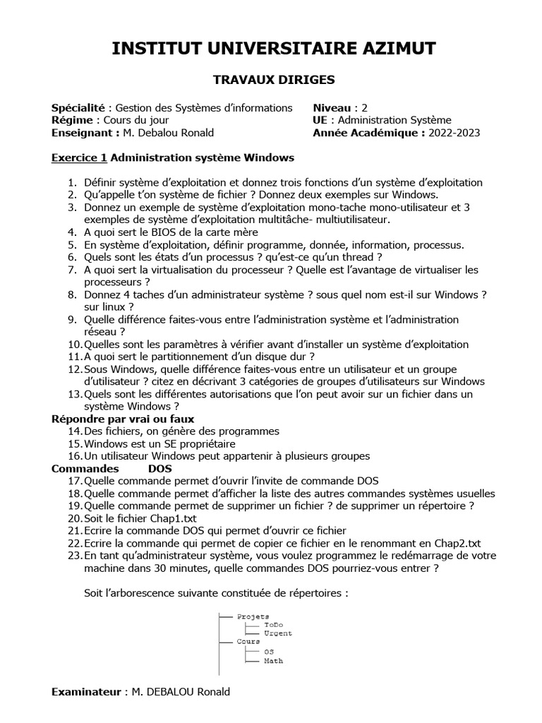 Exercice d'Administration Système Windows et Linux | PDF | Système d ...