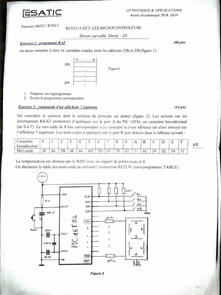 Devoir de Microcontroleur Corro 2018-19 | PDF