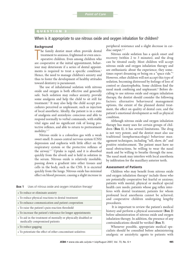 When Is It Appropriate To Use Nitrous Oxide and Oxygen Inhalation For ...