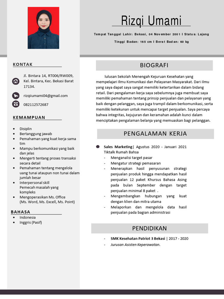 CV - Rizqi Umami Retail Asisten | PDF