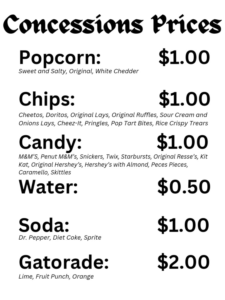 Concessions Prices | PDF