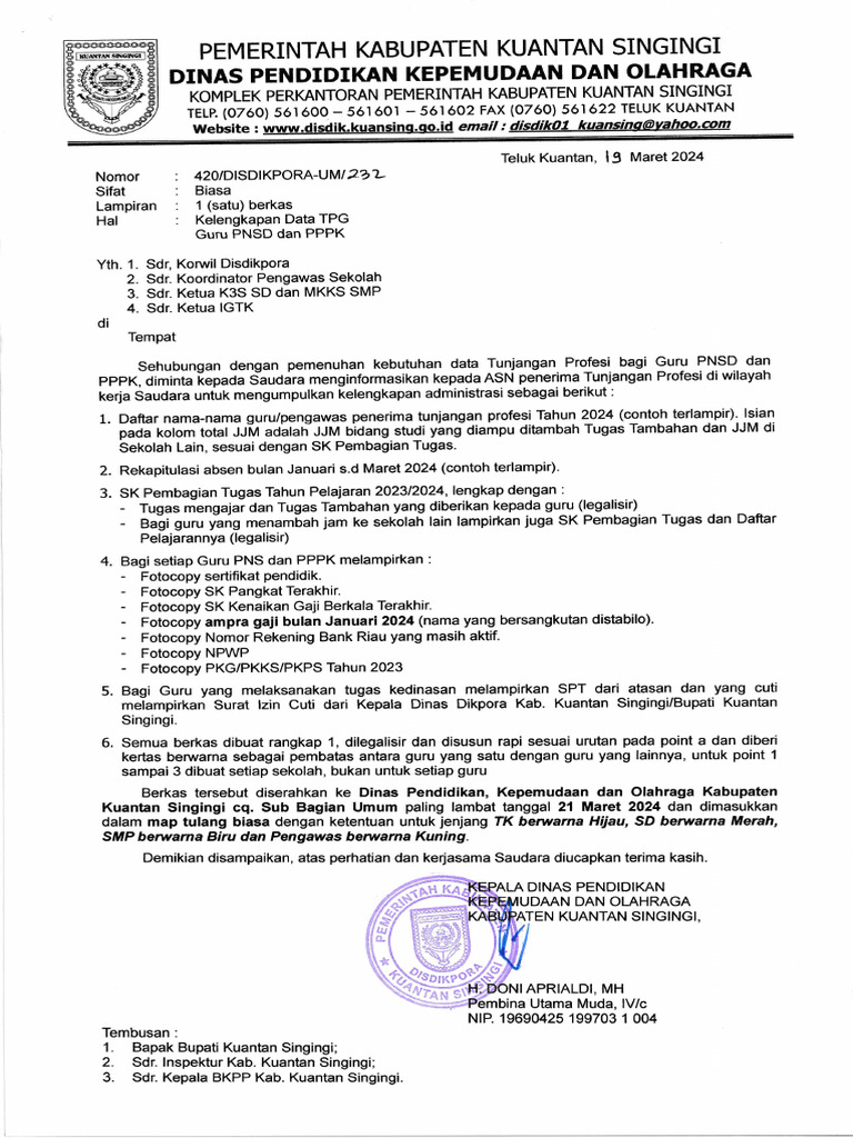 Kelengkapan Data TPG | PDF