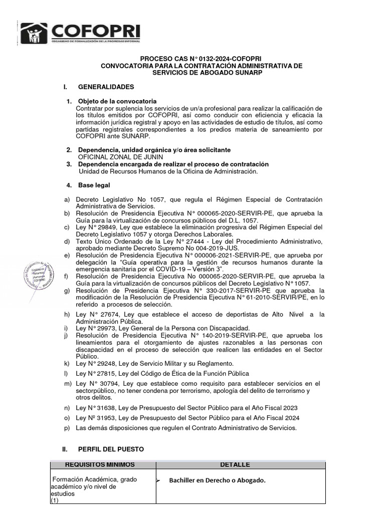 CAS N°132 - COFOPRI JUNIN 22.04.2024 | PDF | Gestión de recursos ...