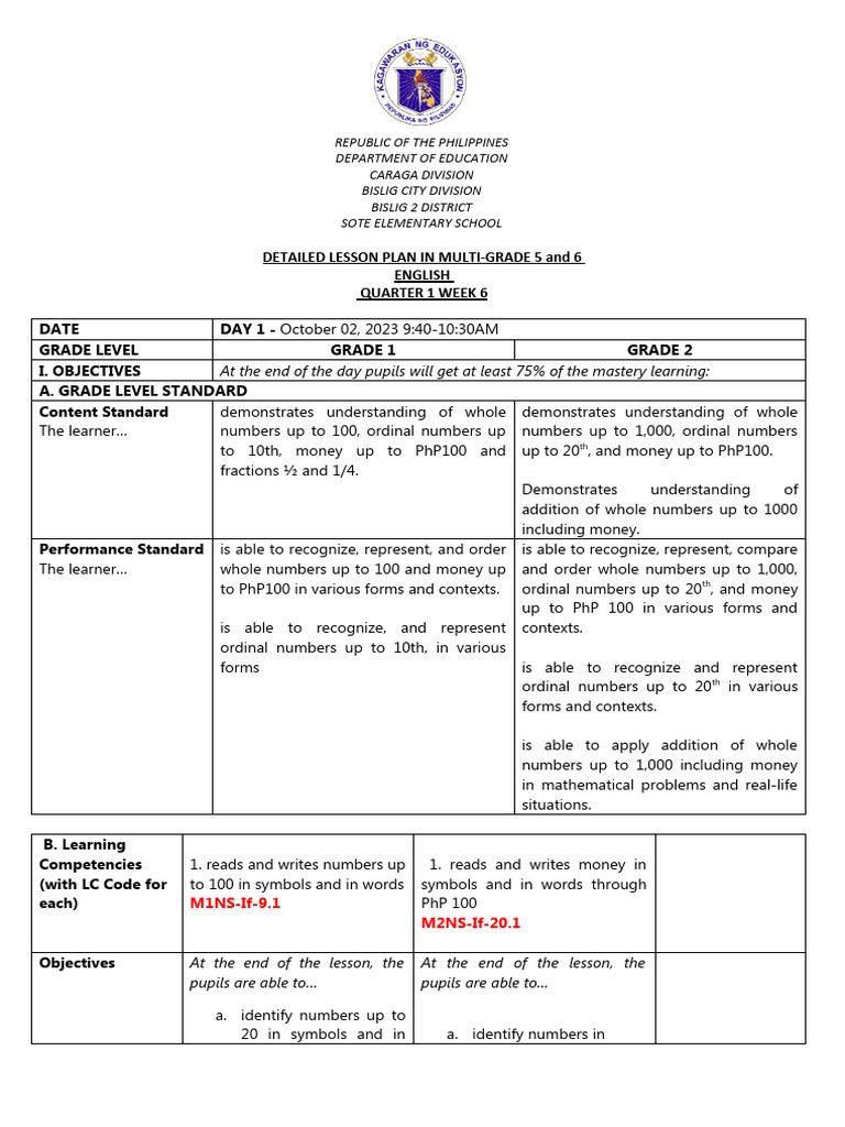 Co 1 Math 12 Q1 W6 2023 2024 | PDF | Learning | Curriculum