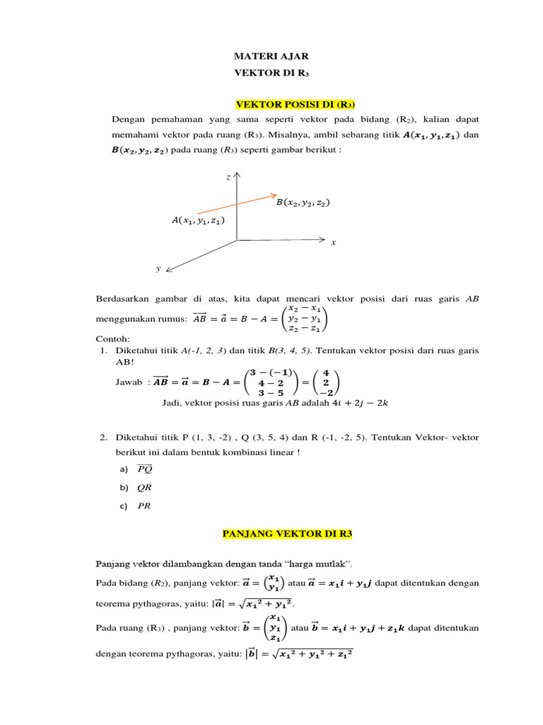 MATERI AJAR (Vektor Di R3) | PDF