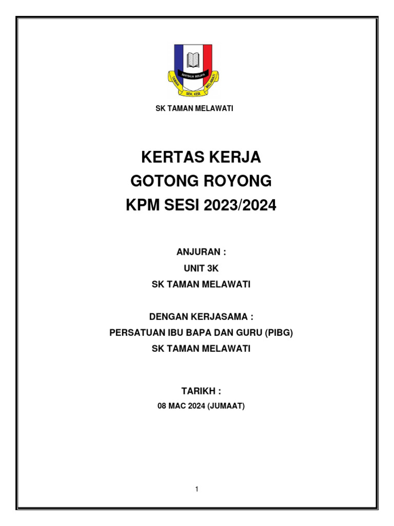 Kertas Kerja Goro KPM Unit 3K Dan Pibg Tamecs | PDF | Bisnis