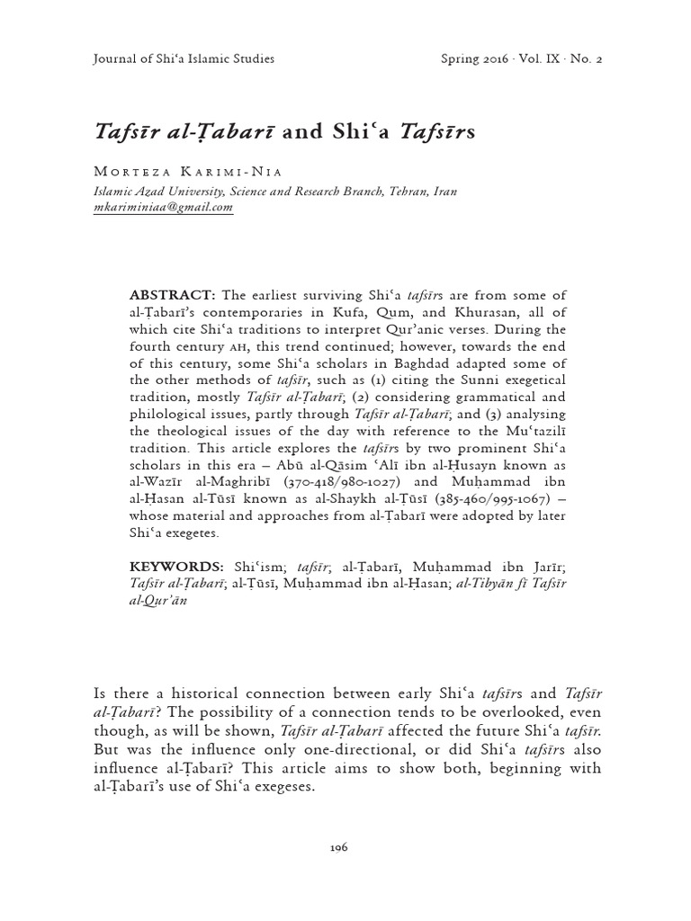 Tafsir Al Abari and Shia Tafsirs Jour | PDF | Shia Islam | Quran