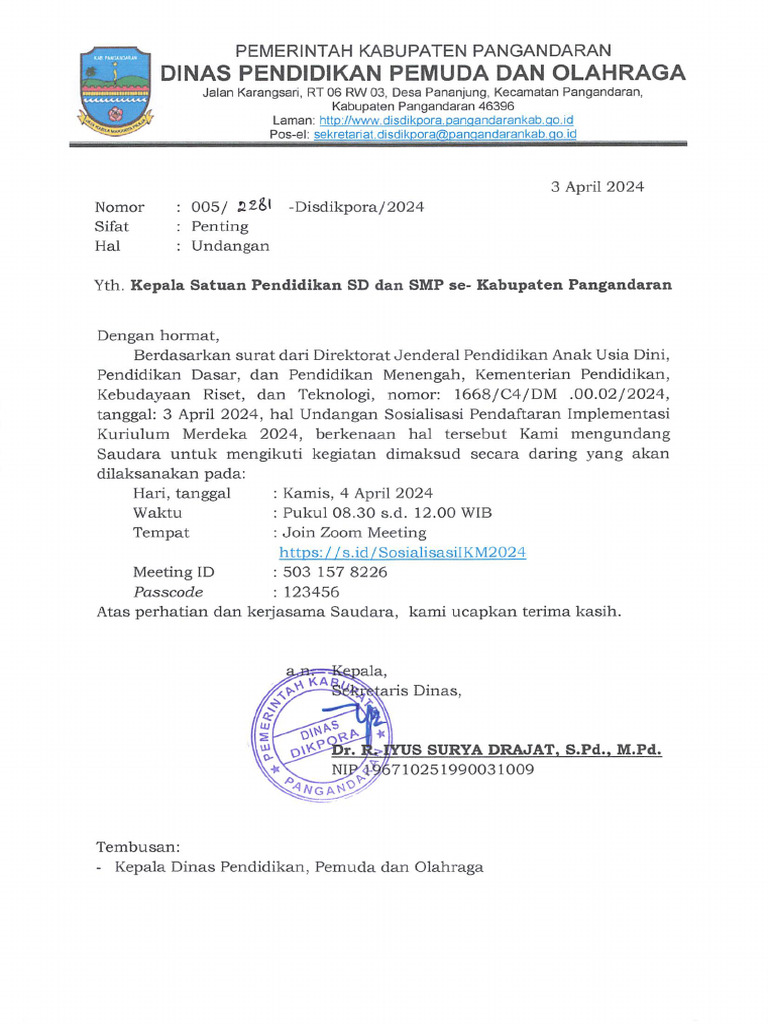 PDF Undangan Sosialisasi Pendaftaran Implementasi Kurikulum Merdeka ... PDF Undangan Sosialisasi Pendaftaran Implementasi Kurikulum Merdeka ...