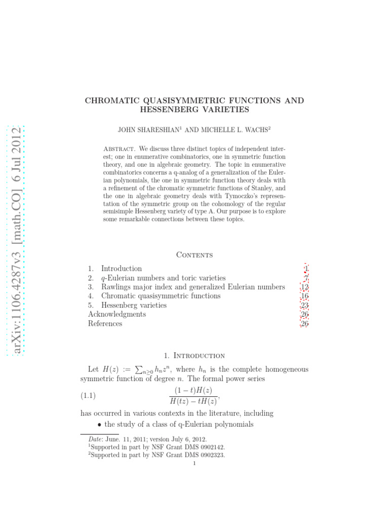 Date: June. 11, 2011 Version July 6, 2012.: N 0 N N N | PDF | Permutation | Ring (Mathematics)