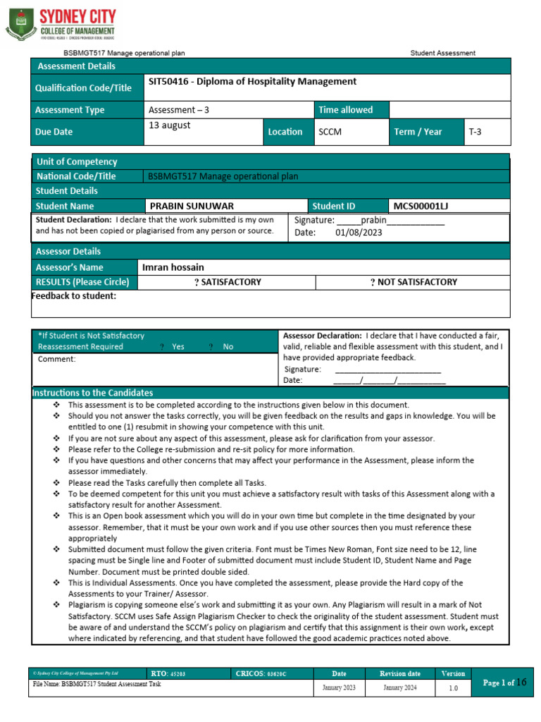 BSBMGT517 Assessment Task 3 Guide | PDF | Recruitment | Procurement