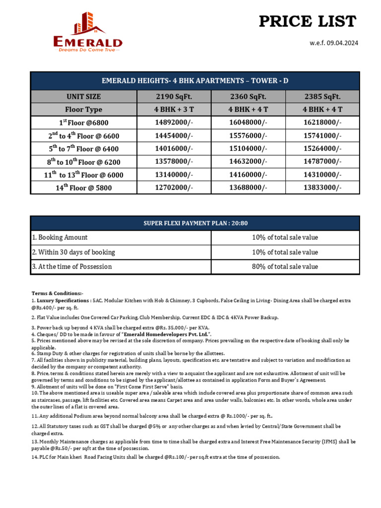 Tower D Price List | PDF | Taxes | Government Finances