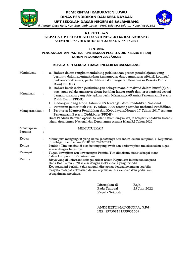 SK PPDB 2022-2023 | PDF