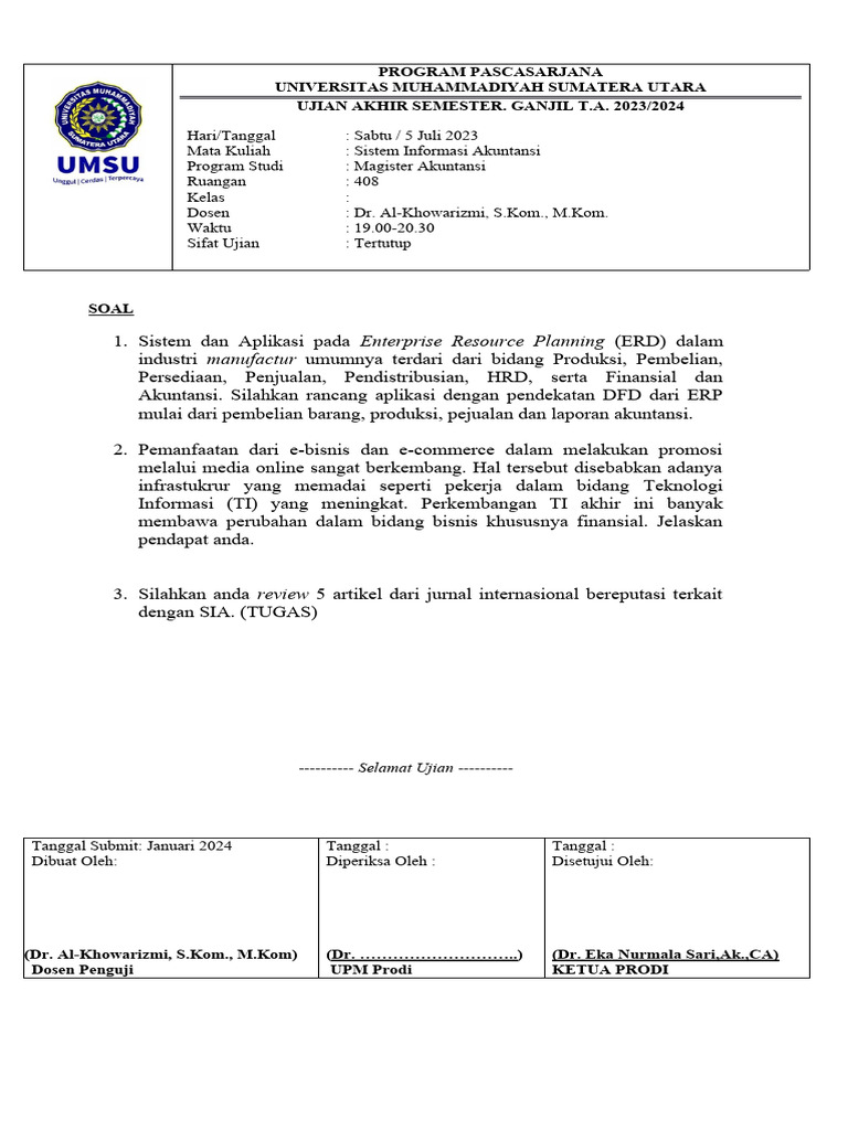 Soal Uas Maksi Sia 2024 | PDF
