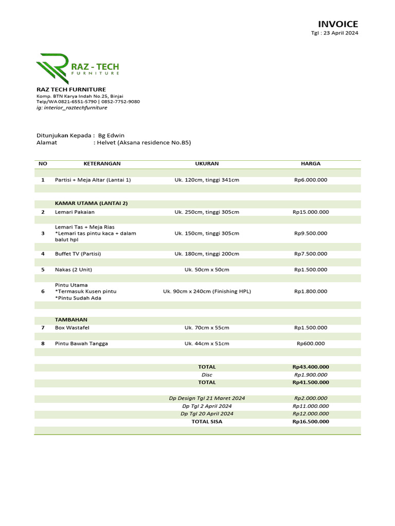 INVOICE - BG Edwin - Helvet (Aksana Residence No.B5) | PDF