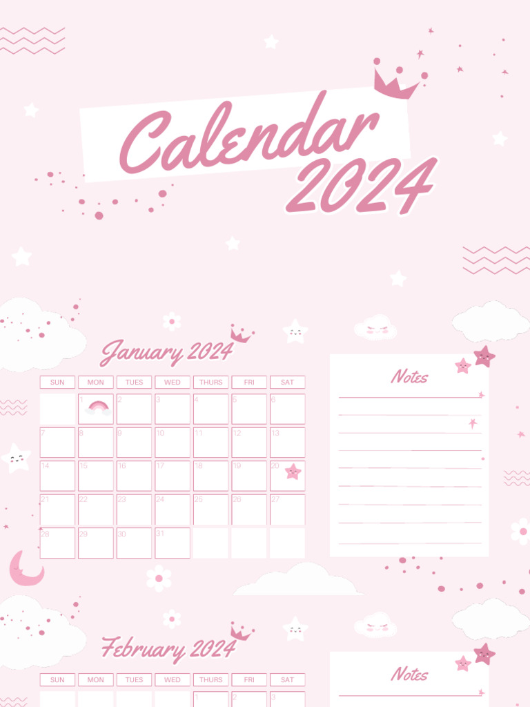 2024 Monthly Calendar Template | PDF