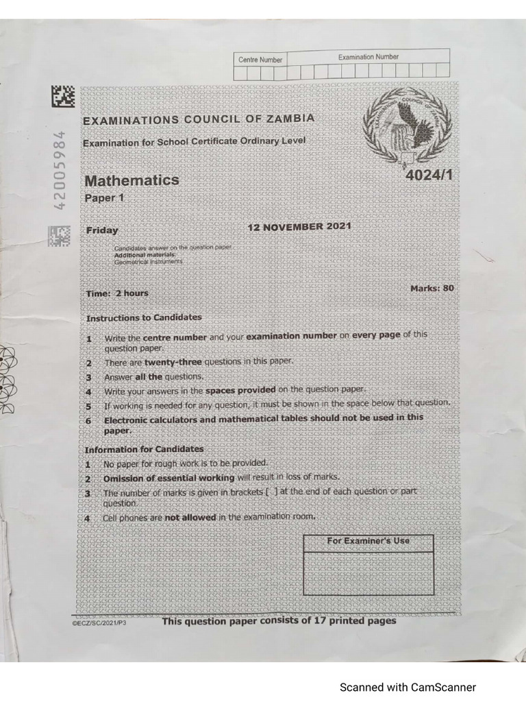 Maths P1 Int - 2021 | PDF