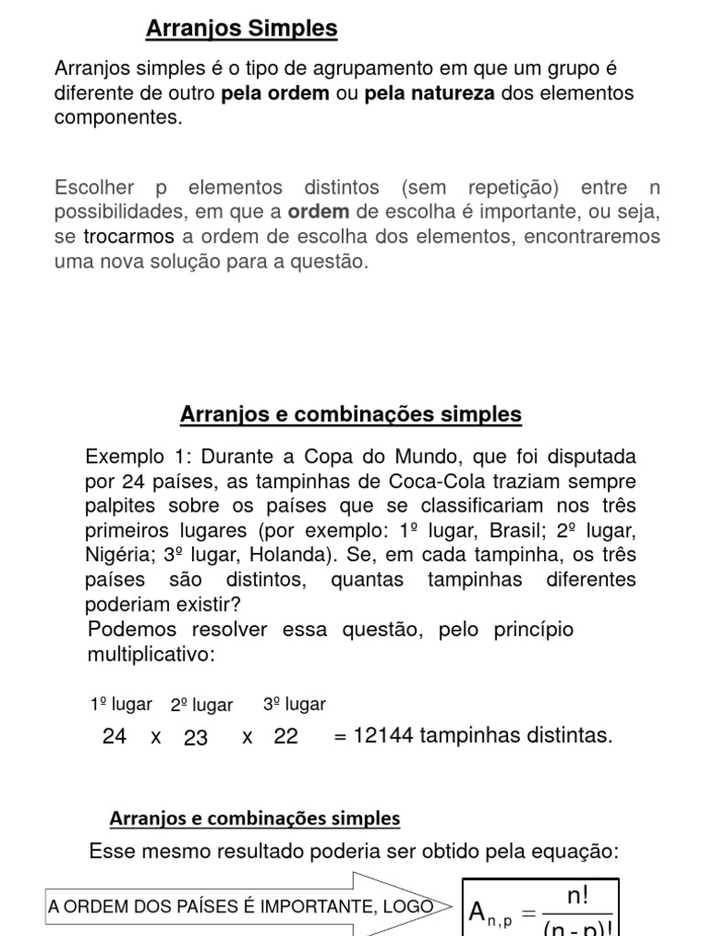 Arranjos Simples e Combinações | PDF