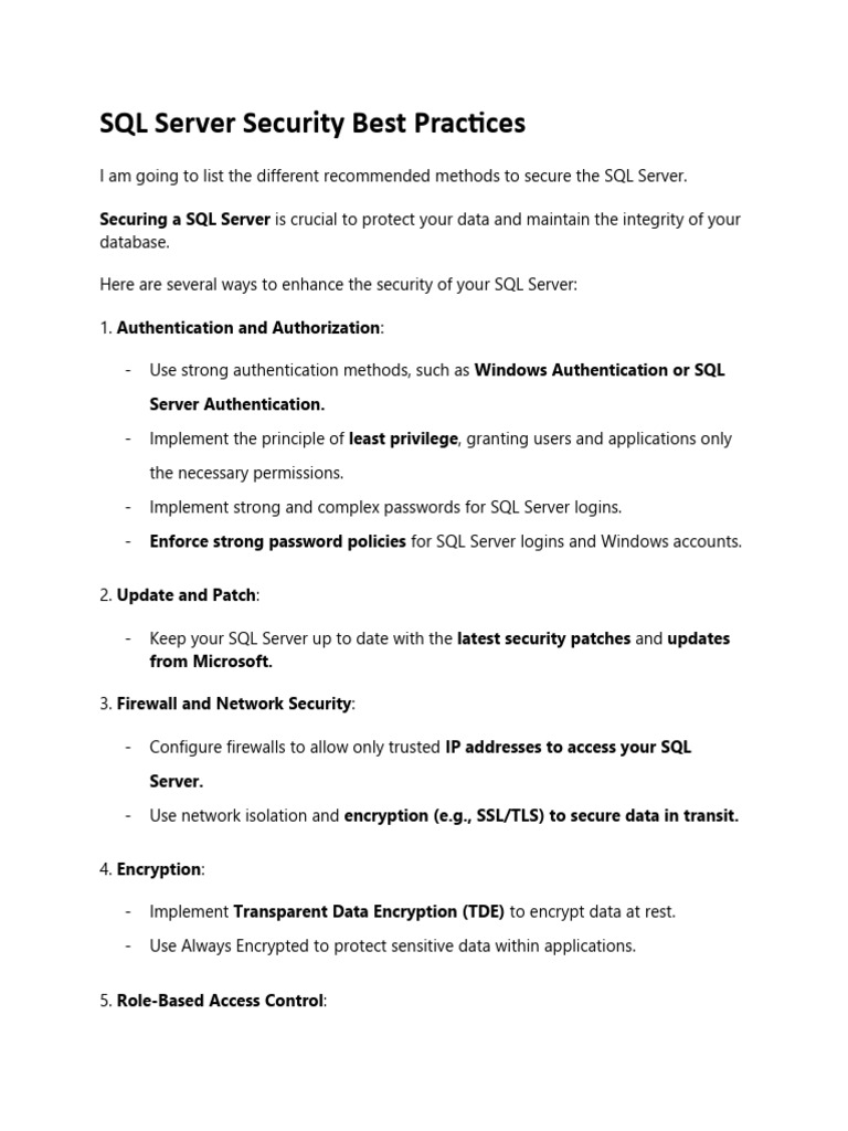 SQL Server Security Best Practices 0932719630 | PDF | Cyberwarfare | Security