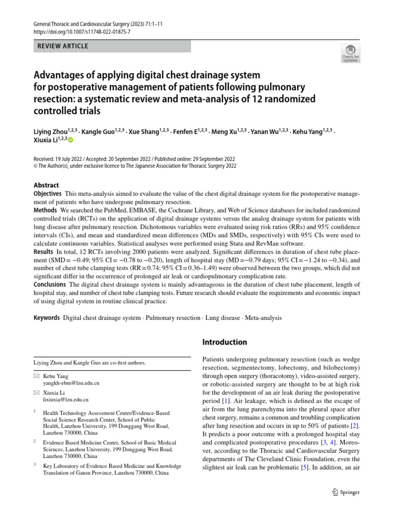 7 Advantages Of Applying Digital Chest Drainage System For