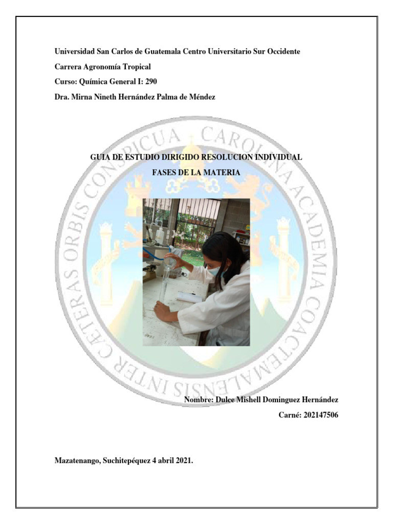 Laboratorio #11 Dulce Mishell Dominguez Hernández | PDF | Líquidos | Gases